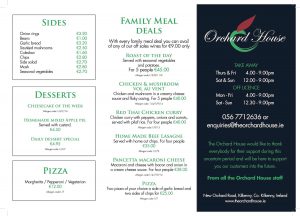 Menus - Orchard House
